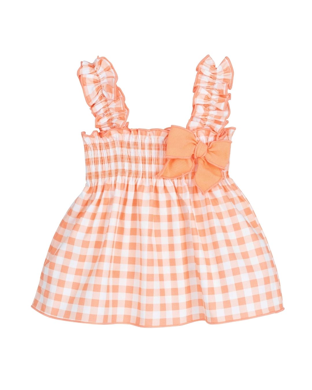 Vestido Niña CUADROS Melocotón - Calamaro – Tienda Grumetes Moda Infantil